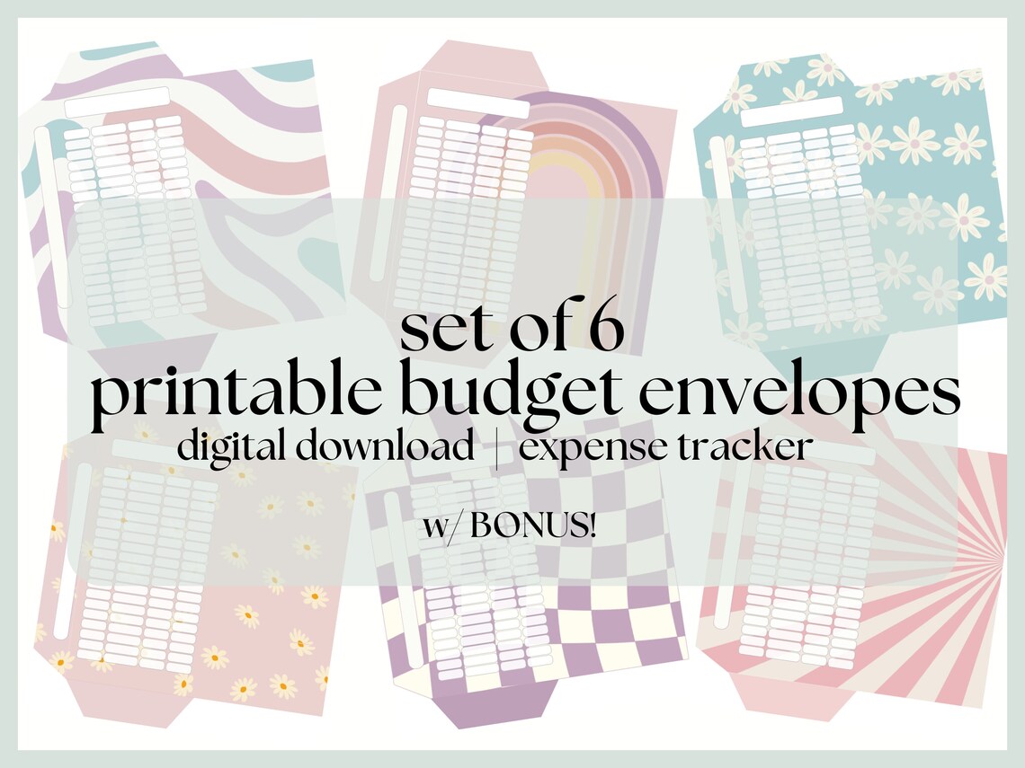 Printable Cash Budget Envelopes | Retro, Y2k Aesthetic - Set of 6 ...