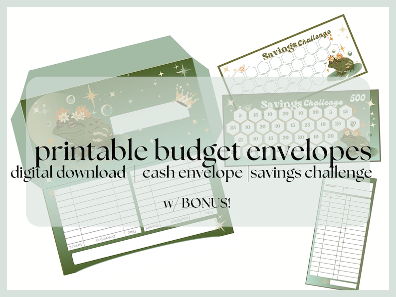 Printable Cash Stuffing Bundle | Frog Savings Challenges and Envelope ...