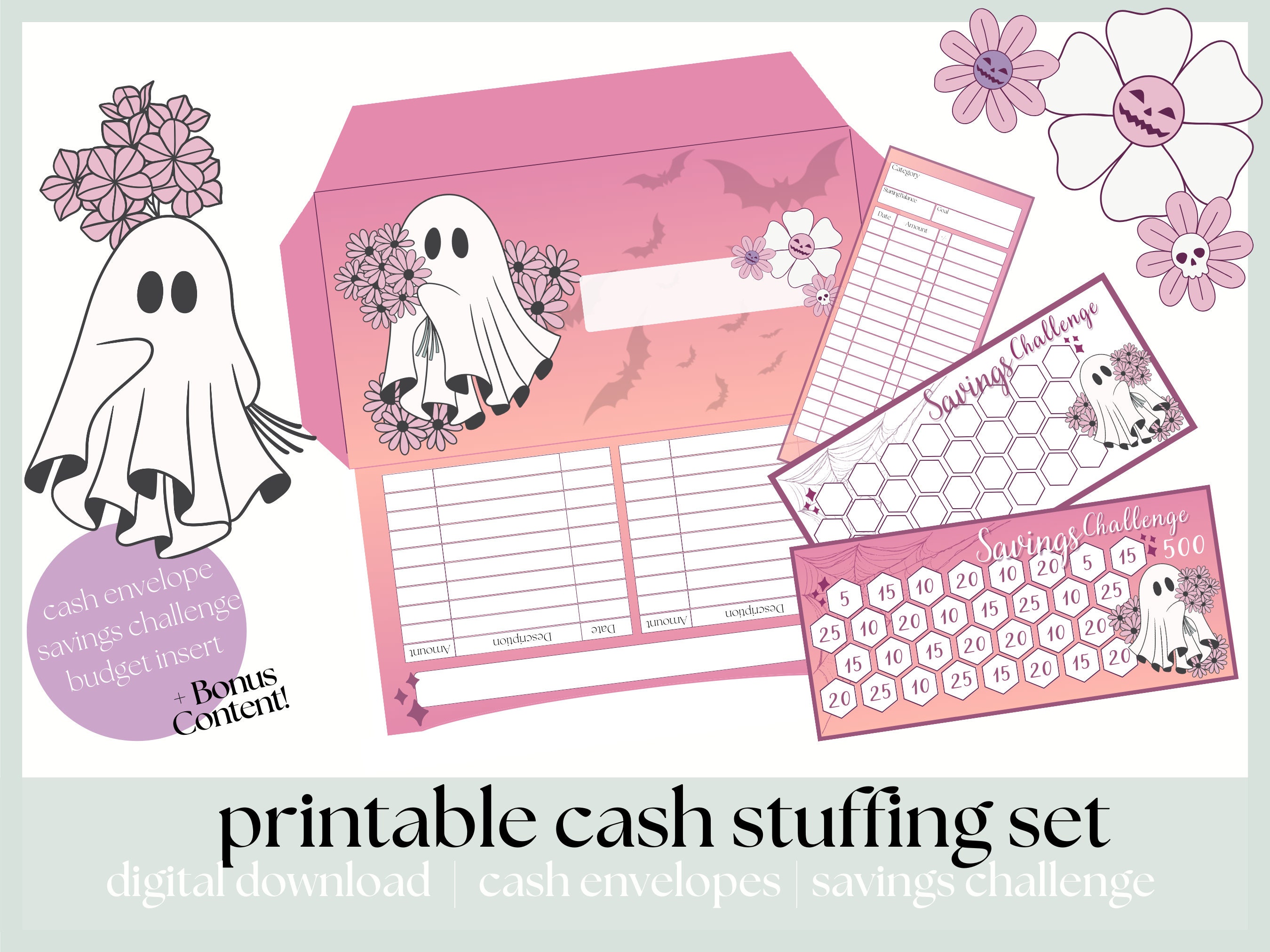 Printable Cash Stuffing Bundle Halloween Savings Challenges and ...