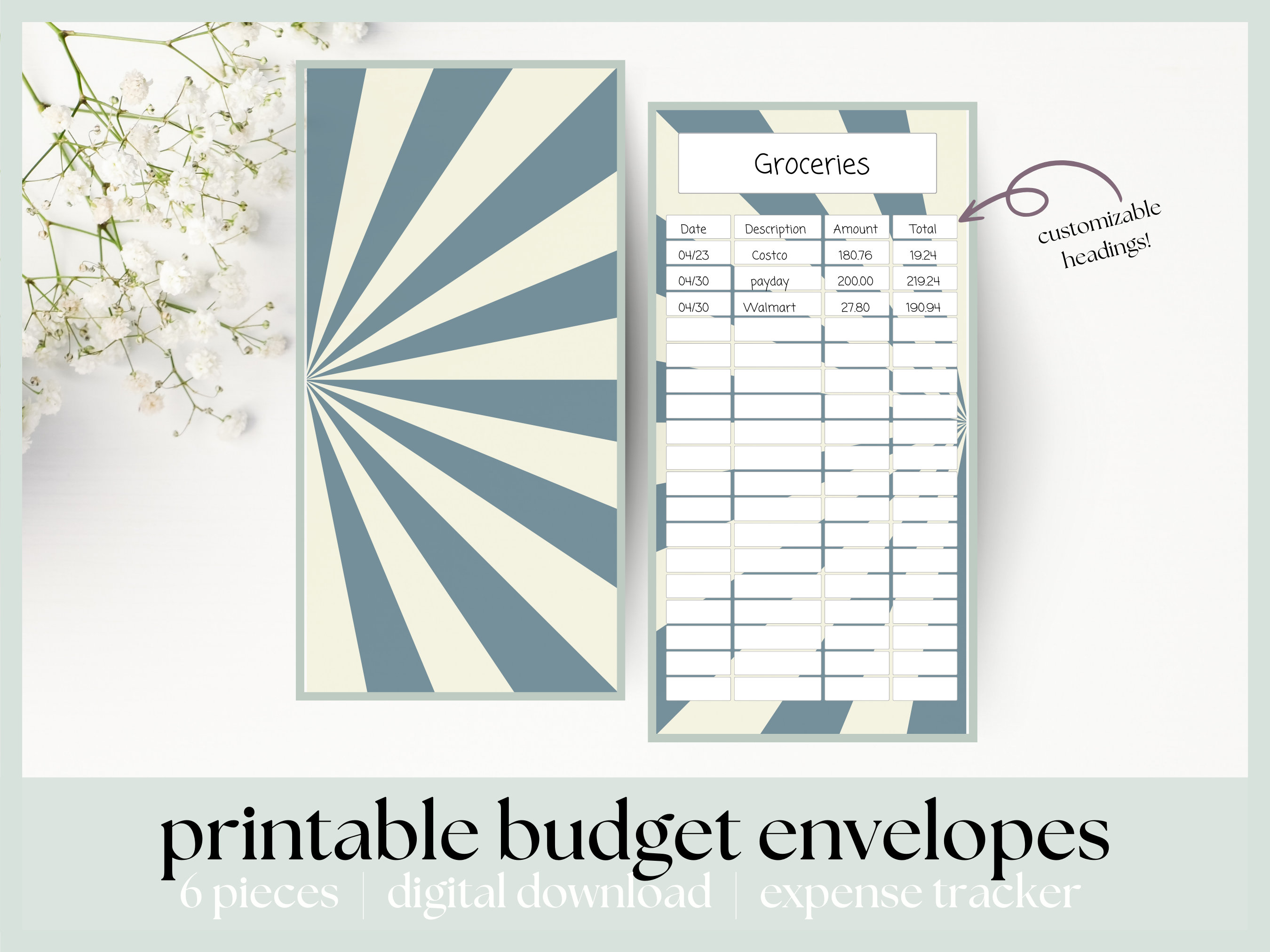 Printable Cash Budget Envelopes, Set of 6 Bonus Material, Cash Stuffing ...