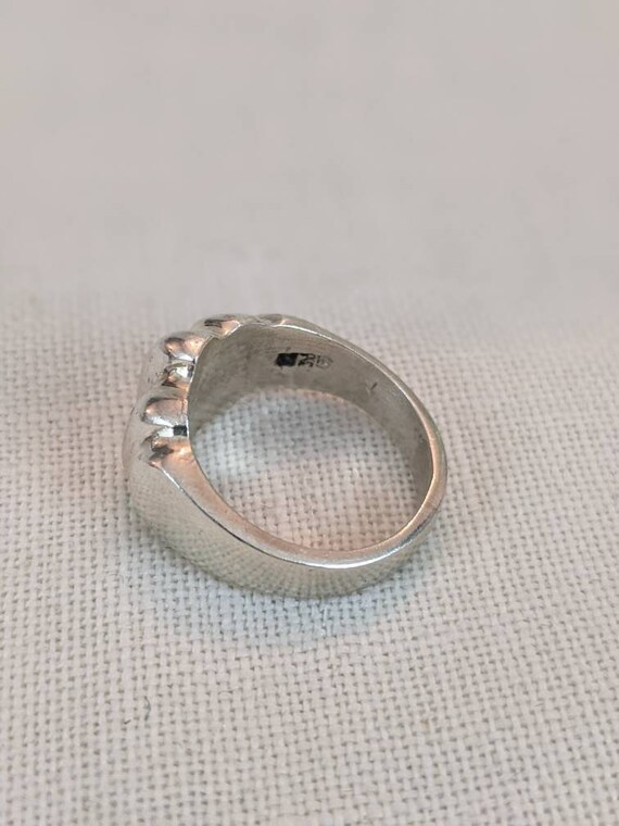 Vintage 80s retro sterling silver modern ring - Gem