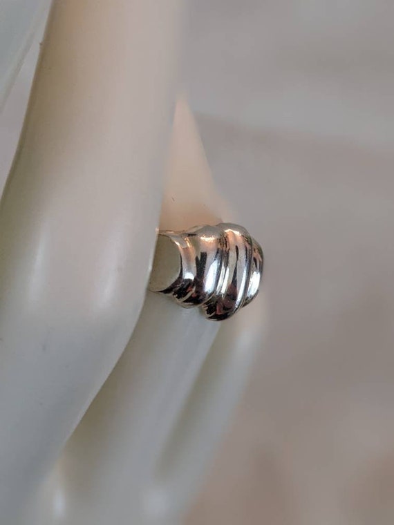 Vintage 80s retro sterling silver modern ring - Gem