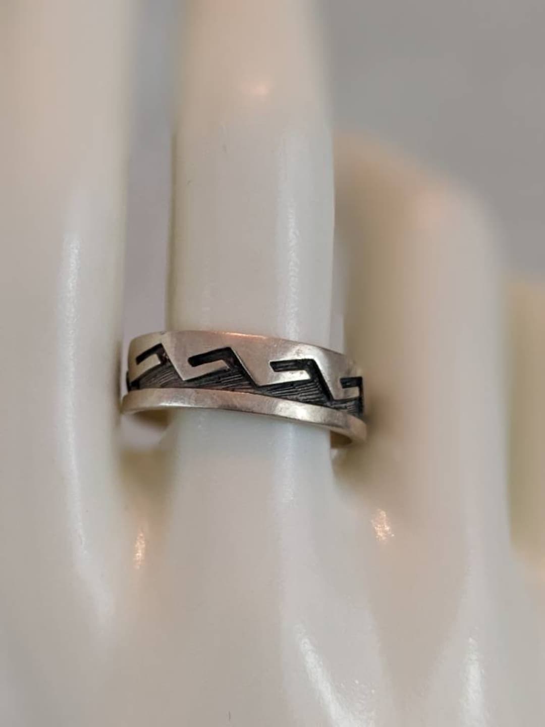 Sterling Wave Pattern, Navajo Made Silver Ring. Men's Size 11. Designer ...