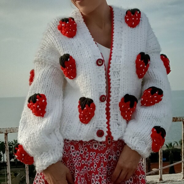Strawberry Cardigan - Etsy