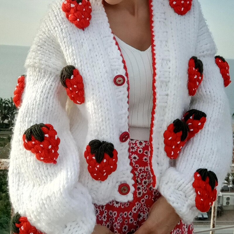 Strawberry Cardigan - Etsy