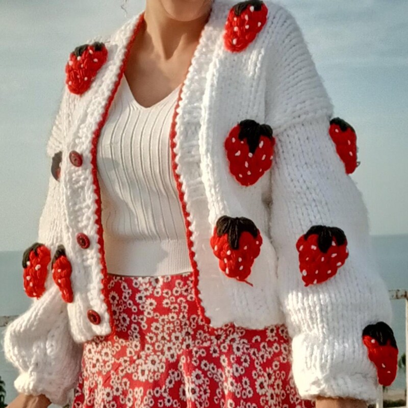 Strawberry Cardigan - Etsy
