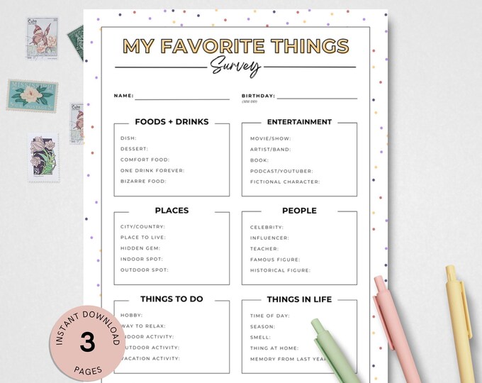 Employee Favorites List, All About My Coworker Printable,favorite ...
