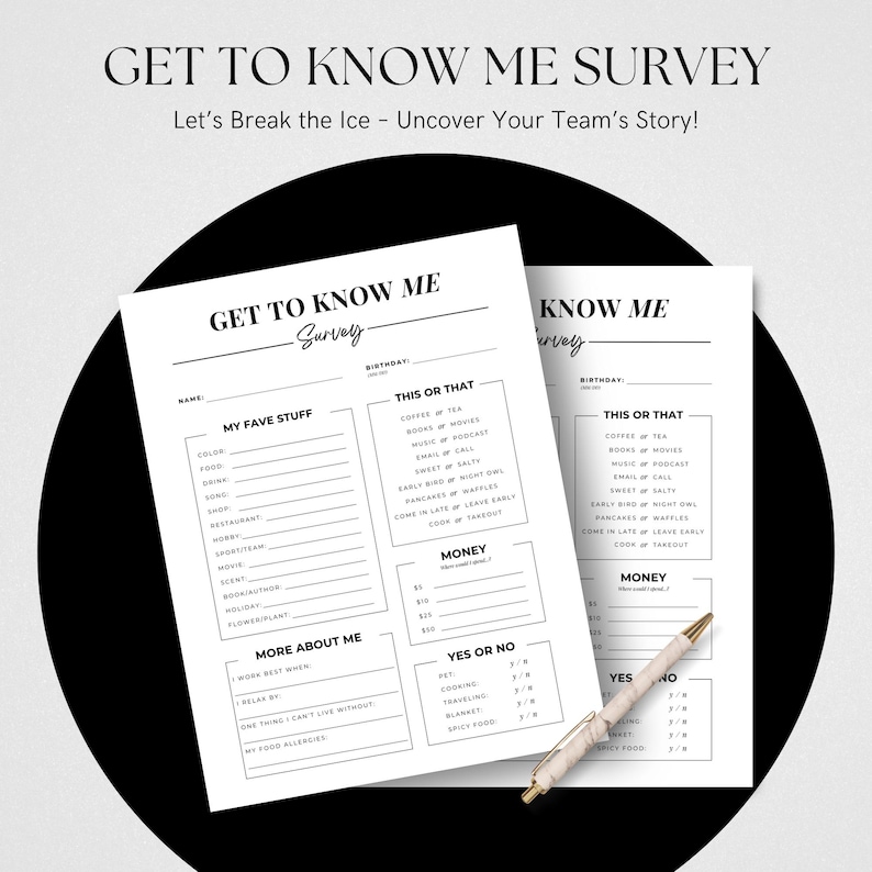Team Building Get to Know Me Questionnaire Printable, All About Me ...