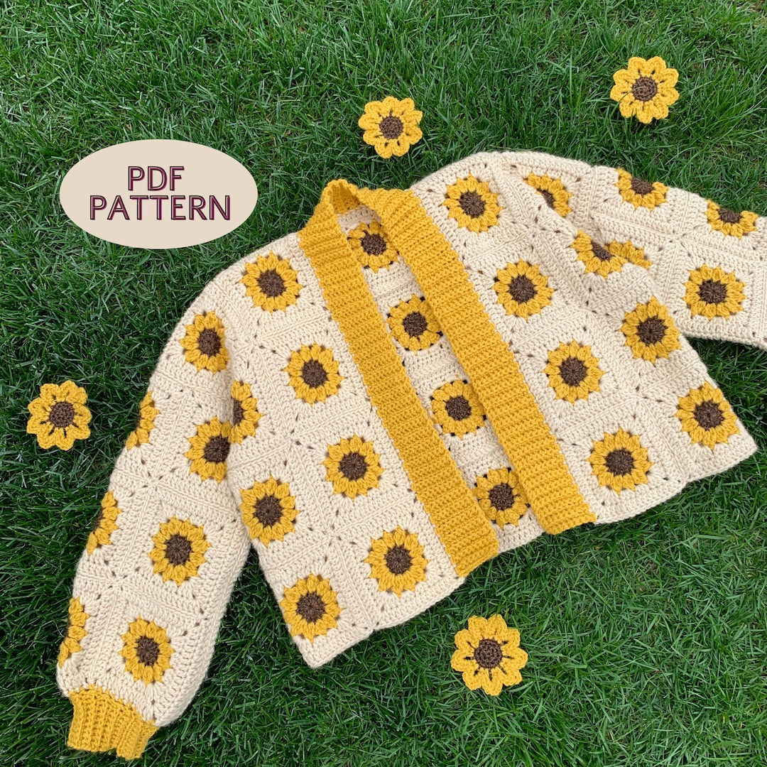 Crochet Sunflower Cardigan Pattern: Spring Crochet Cardigan, Granny ...