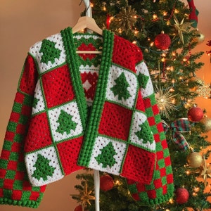 Christmas Crochet Cardigan Pattern: PDF Crochet Cardigan Pattern, Holiday Sweater, Size ...