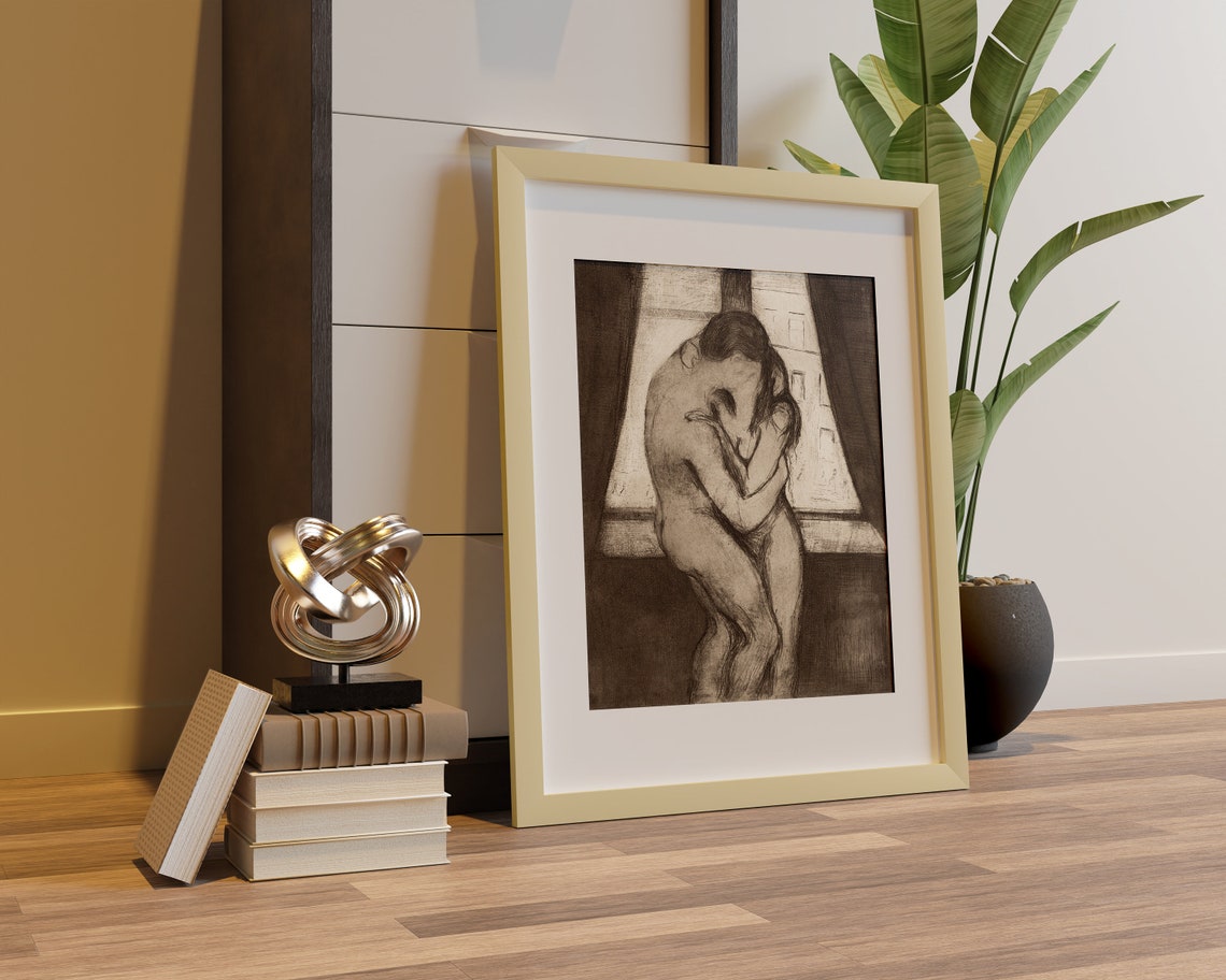 Intimate Art Couple Kiss Prints Romantic Wall Art Romance Etsy
