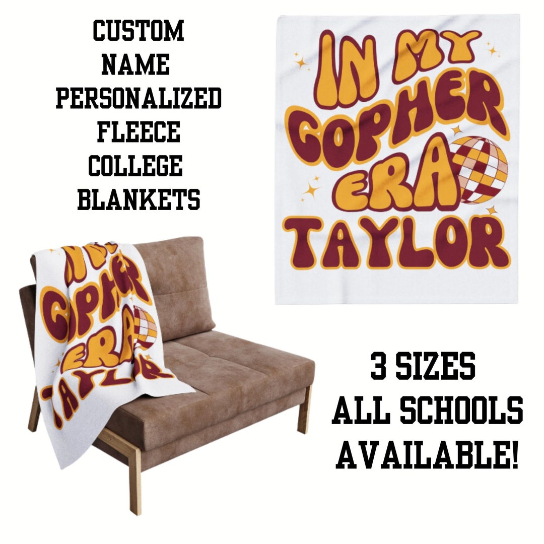 Custom College Merch in My Gopher Era Fleece Blanket Throw Graduation ...