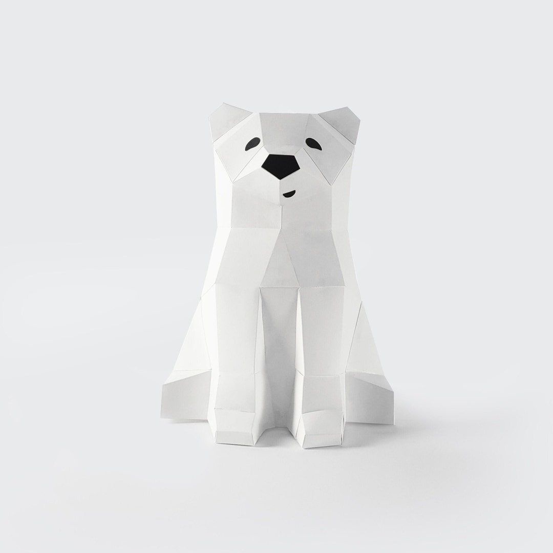 Oso Polar, Oso Papercraft, Oso de Papel, Decoración del hogar, Low Poly ...
