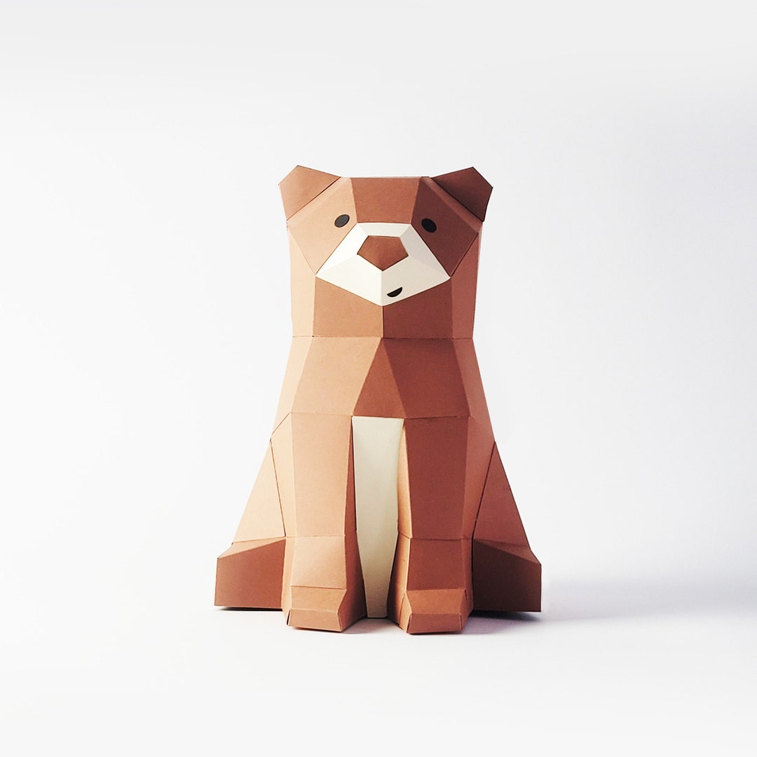 Oso Papercraft, Oso de Papel, Decoración del hogar, Low Poly 3D ...