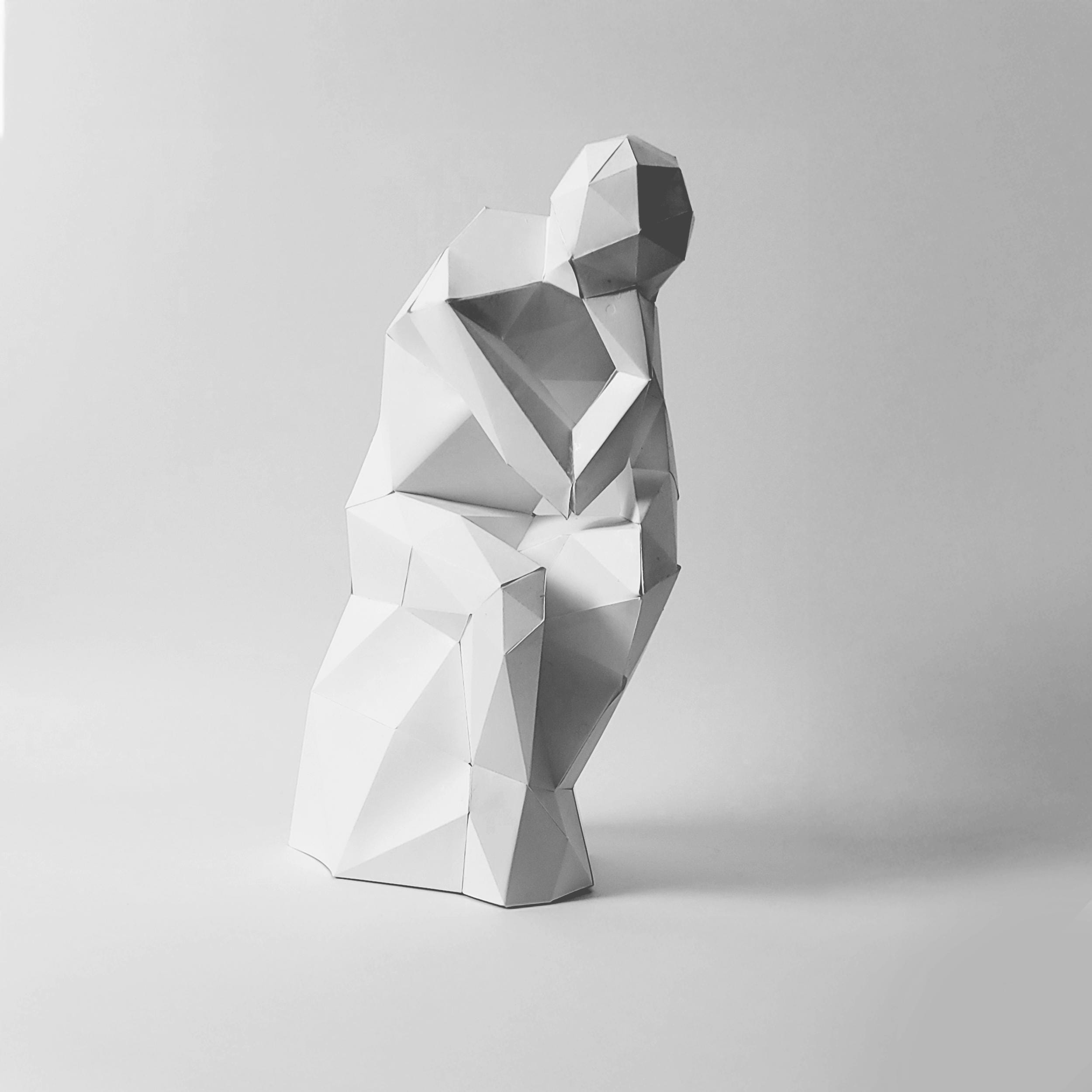 The Thinker Statue Papercraft Template: 3D DIY Sculpture (digital ...
