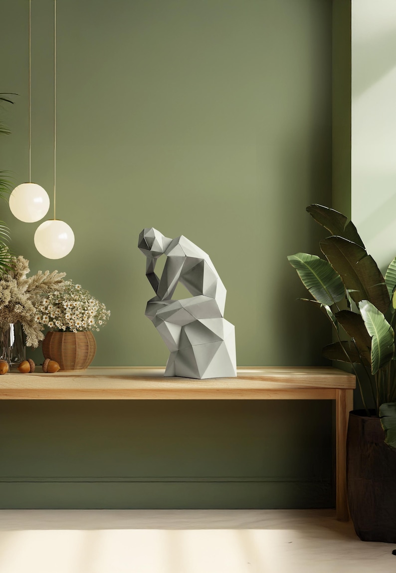 The Thinker Statue Papercraft Template: 3D DIY Sculpture (digital ...