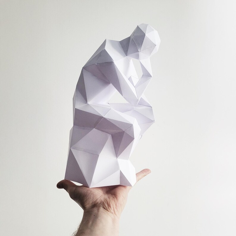 The Thinker Statue Papercraft Template: 3D DIY Sculpture (digital ...
