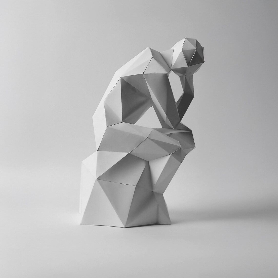 Printable the Thinker Statue Papercraft Template | 3D DIY Sculpture ...
