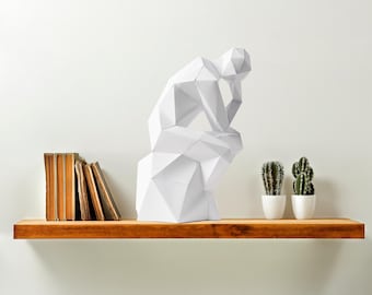 Printable the Thinker Statue Papercraft Template | 3D DIY Sculpture ...