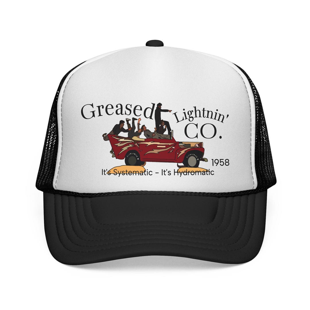Grease Lightnin' Trucker Cap - Nostalgic Movie Fandom Hat, Retro Movie ...