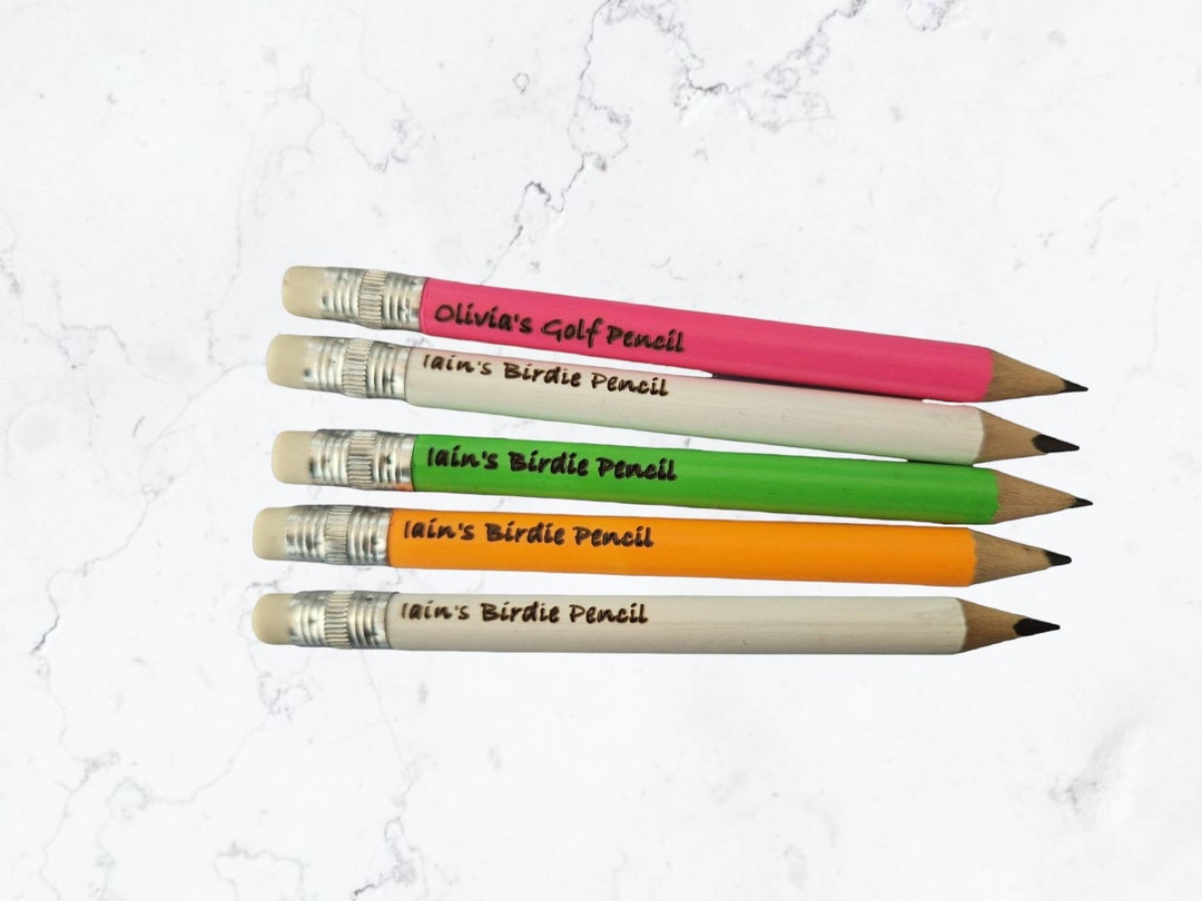 Personalised Coloured Mini Pencils With Rubber, Mini Golf Pencils, Mini ...