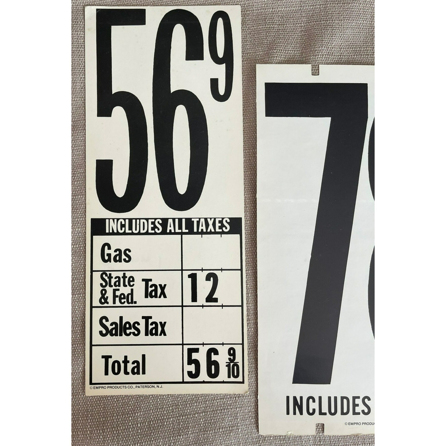 Vintage Gas Price Signs, Empro Products, Flip Placards, Excellent ...