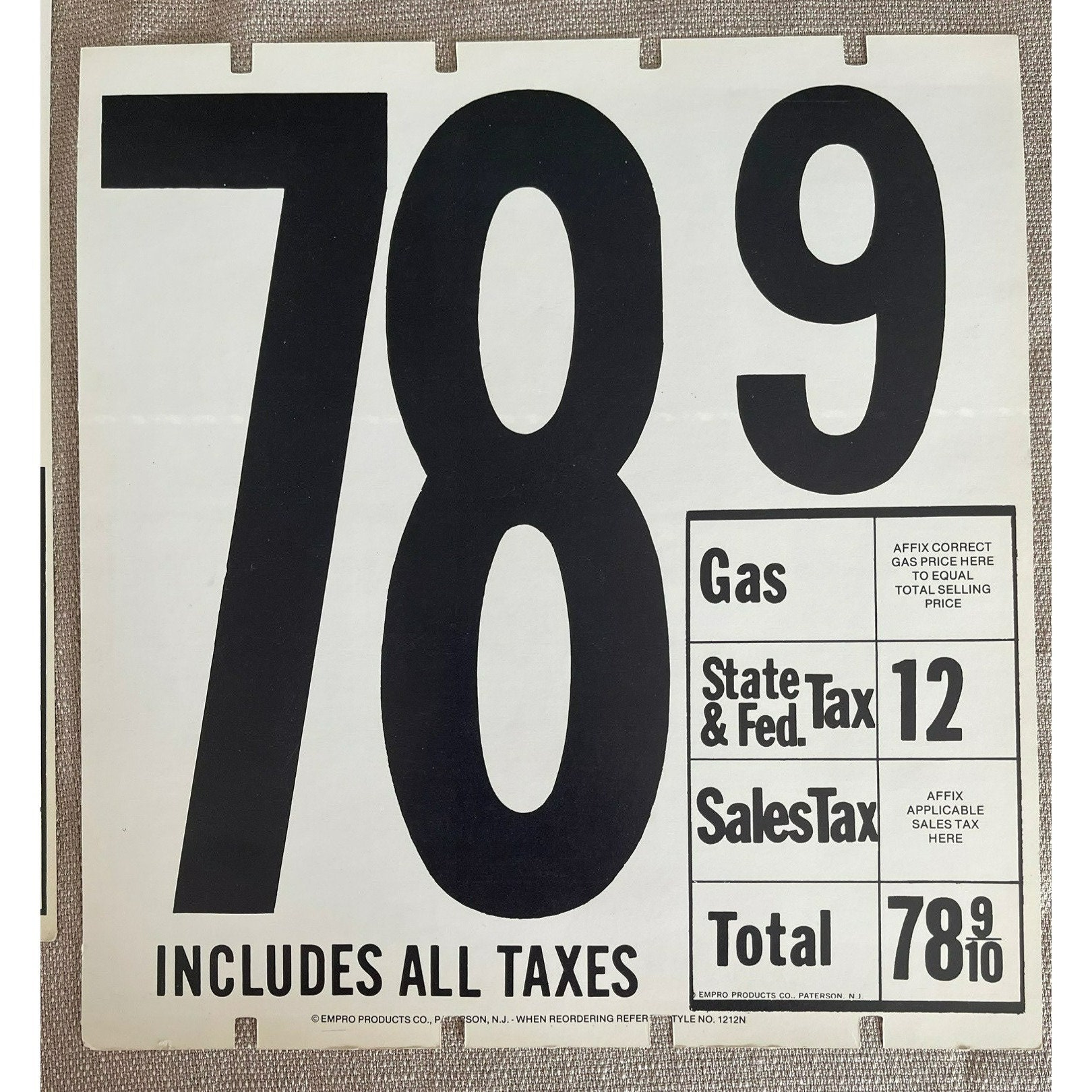 Vintage Gas Price Signs, Empro Products, Flip Placards, Excellent ...