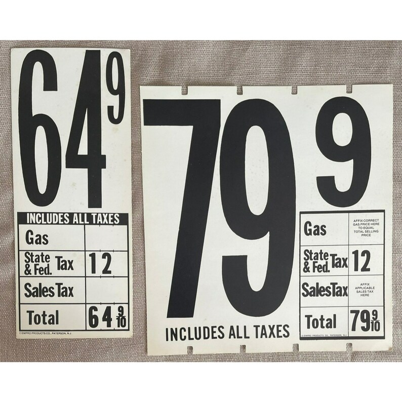Vintage Gas Price Signs, Empro Products, Flip Placards, Excellent ...