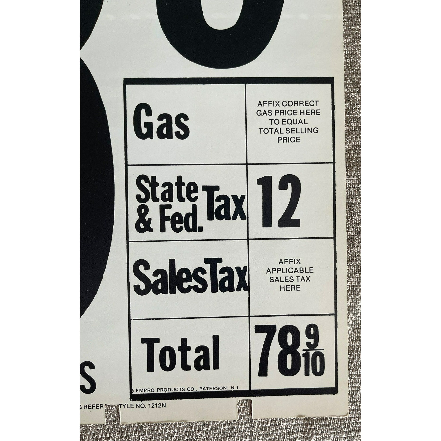 Vintage Gas Price Signs, Empro Products, Flip Placards, Excellent ...