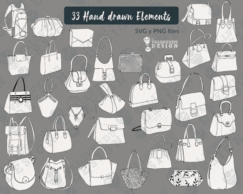 Handbag Vector Clipart, Fashion Bag Designs, SVG, PNG (digital Download ...