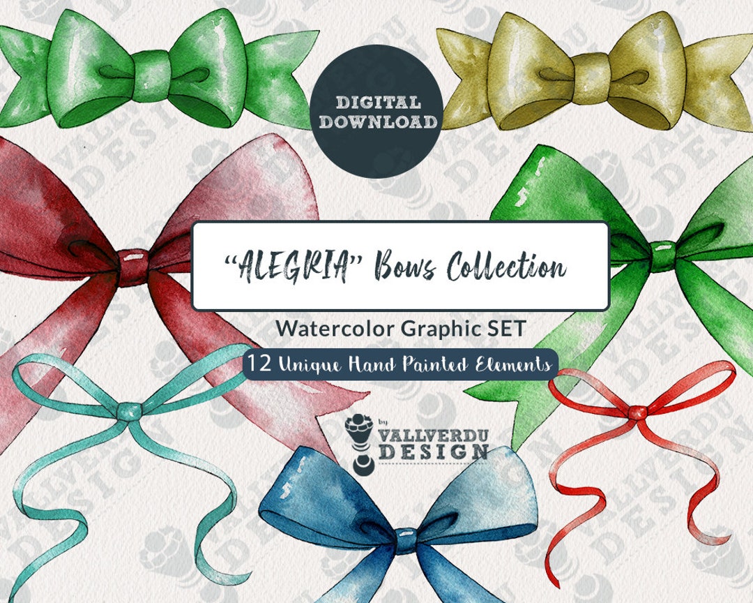 Watercolor Bows CLIP ART SET Png Files. Alegria Collection. - Etsy