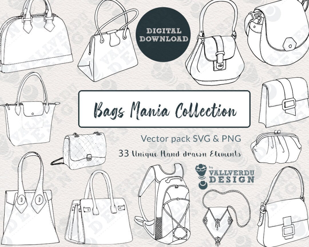 Handbag Vector Clipart, Fashion Bag Designs, SVG, PNG (digital Download ...
