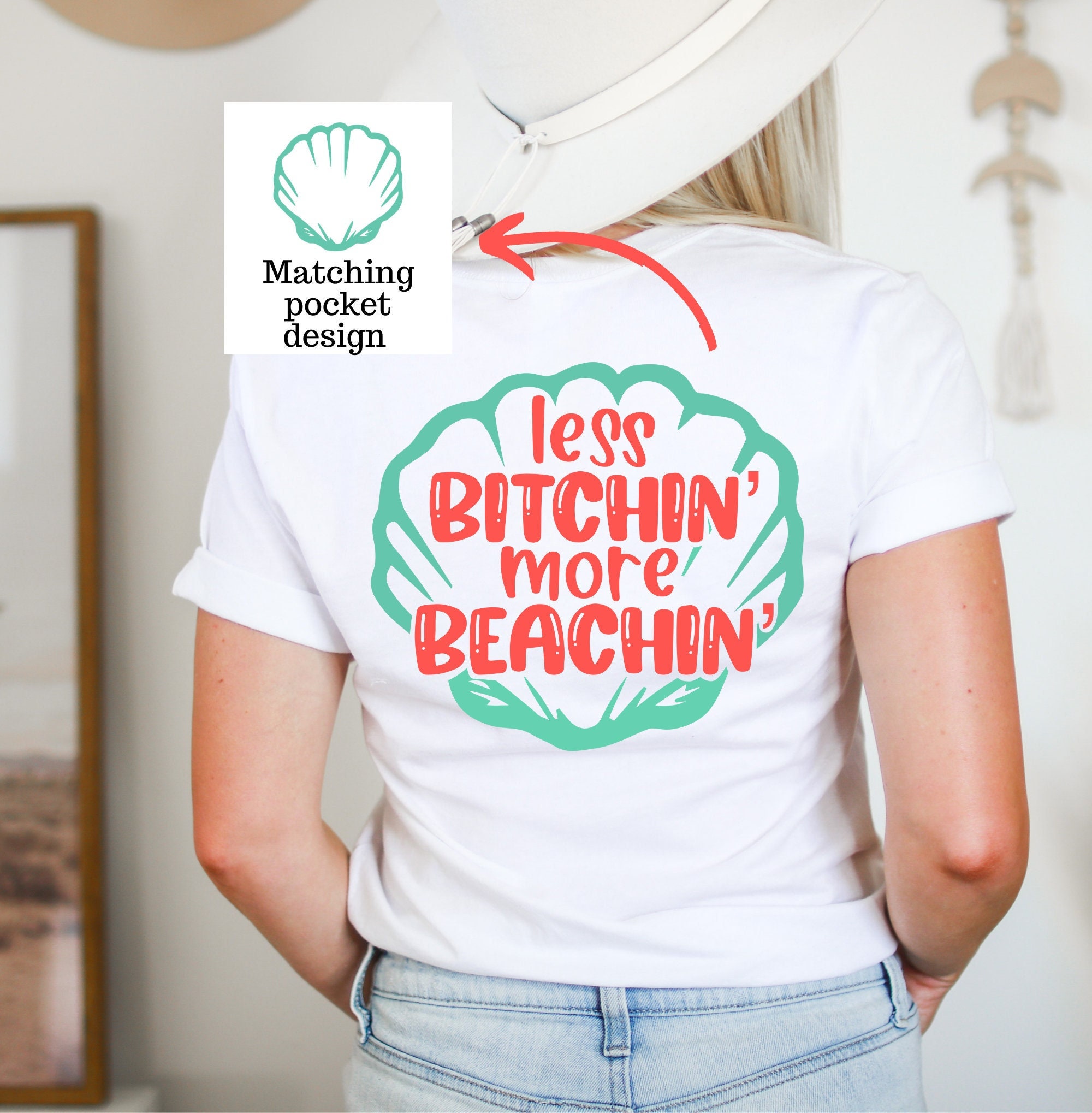 Beachin Svg Sea Shell Svg Summer Sublimation Less Bitchin | Etsy