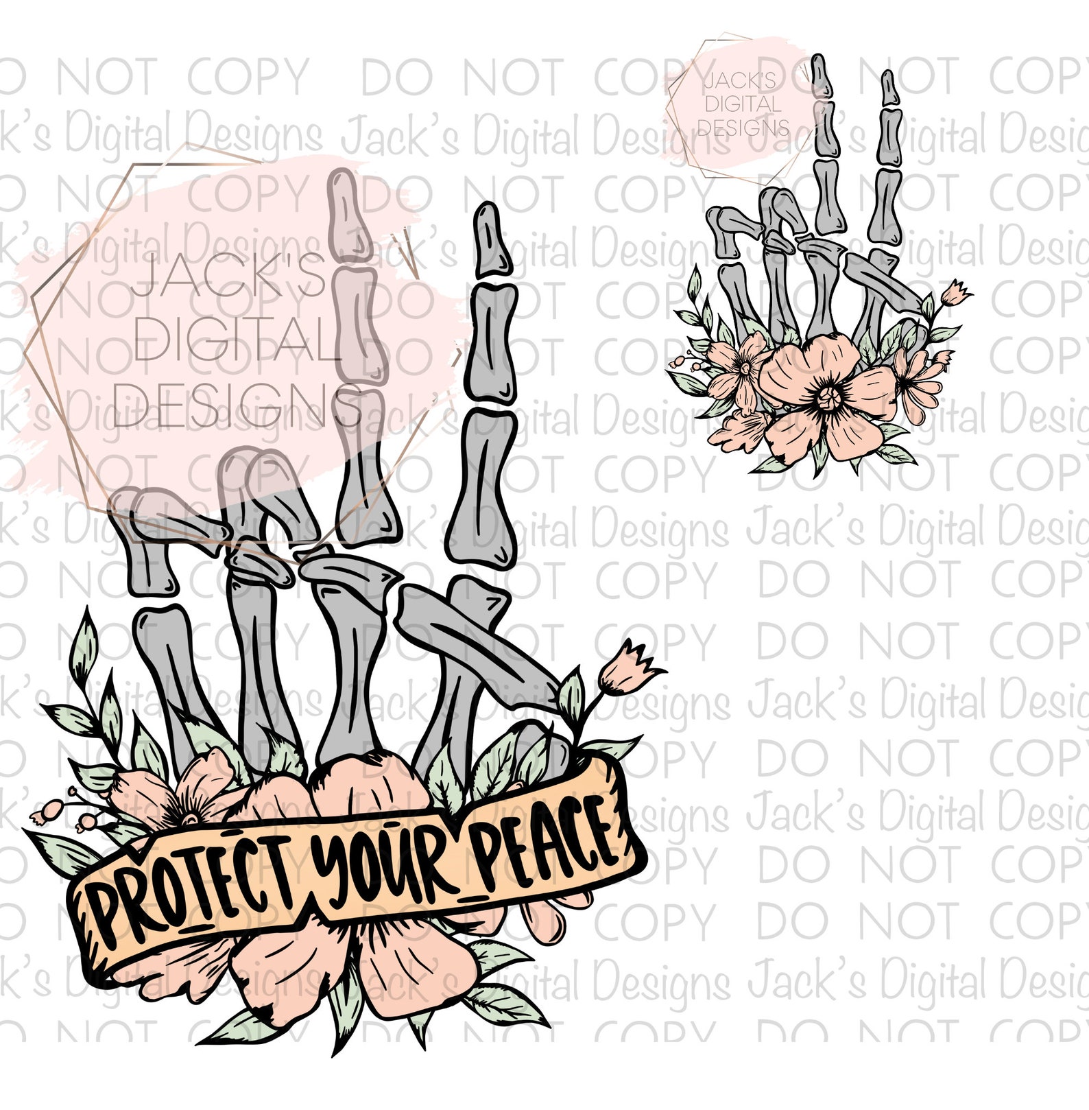 Protect Your Peace Png, Flower Skull Png, Pastel Png, Skeleton Hand Png ...
