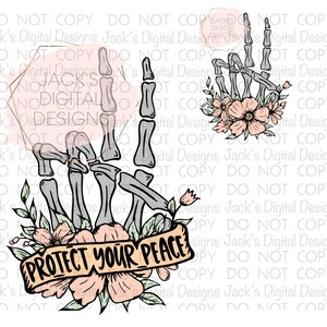 Protect Your Peace Png, Flower Skull Png, Pastel Png, Skeleton Hand Png ...