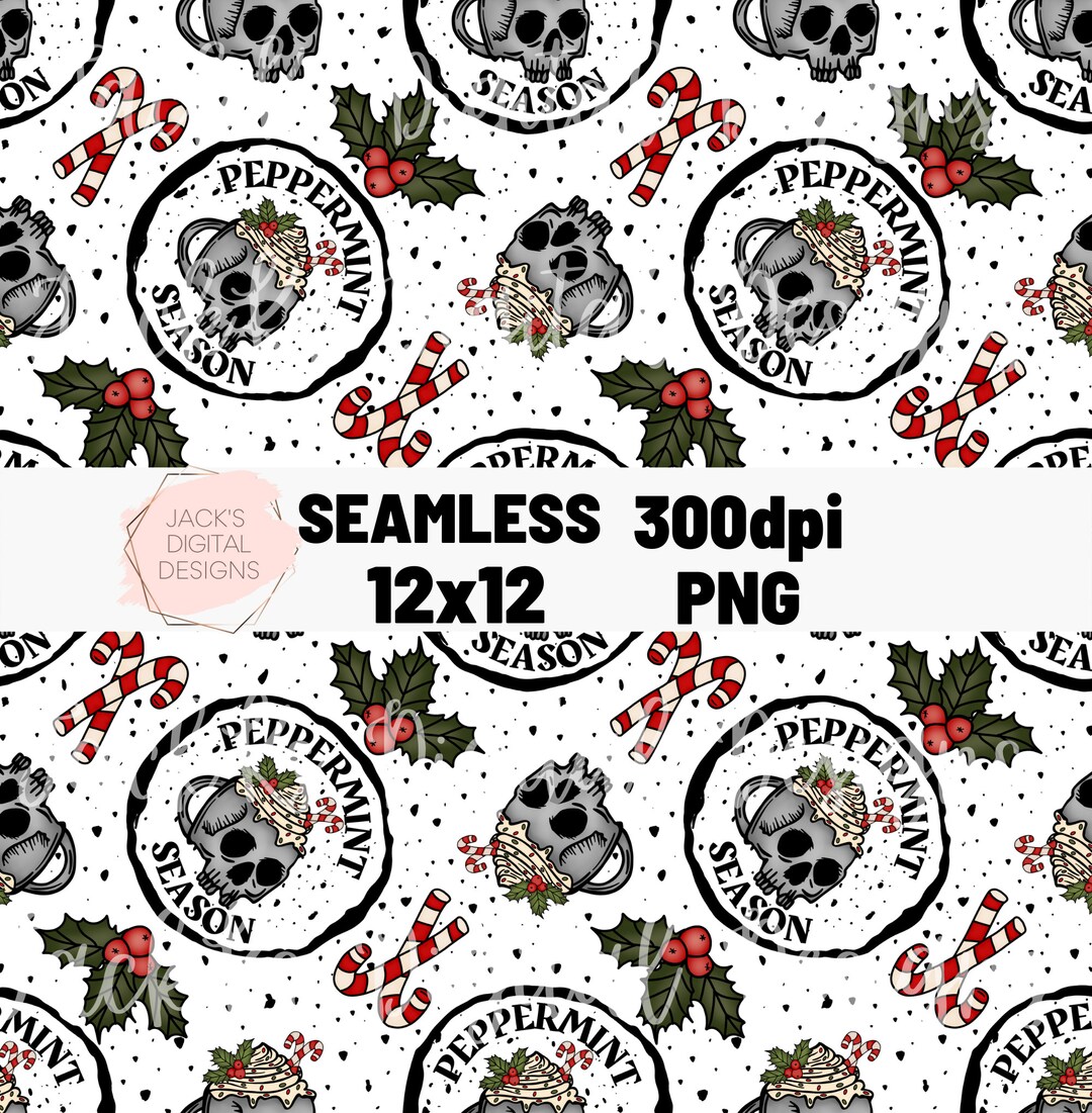 Peppermint Season Seamless Pattern, Spooky Christmas Pattern, Christmas ...