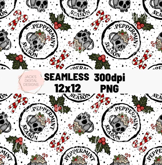Peppermint Season Seamless Pattern Spooky Christmas Pattern - Etsy