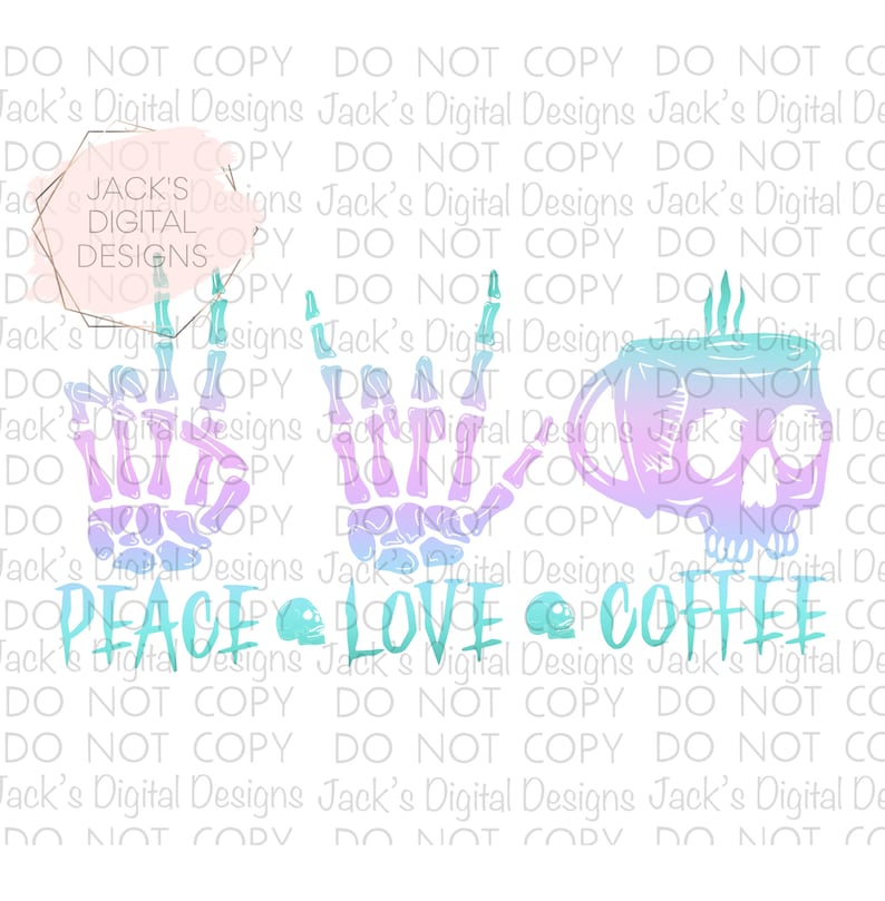 Peace Love Coffee Png Coffee Png Skull Png Coffee Lover - Etsy