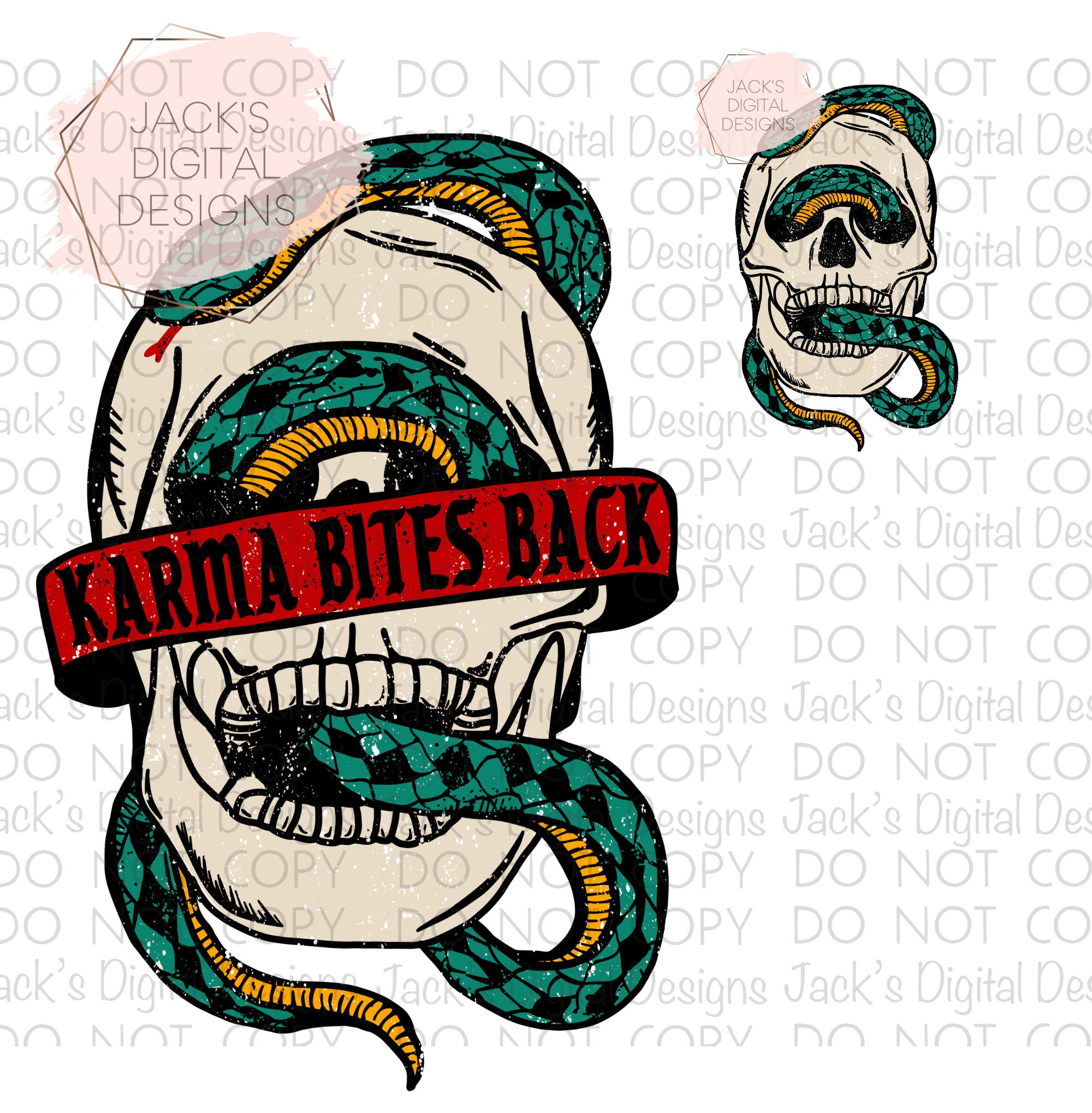 Karma Bites Back Png Skull Snake Png Savage Png - Etsy