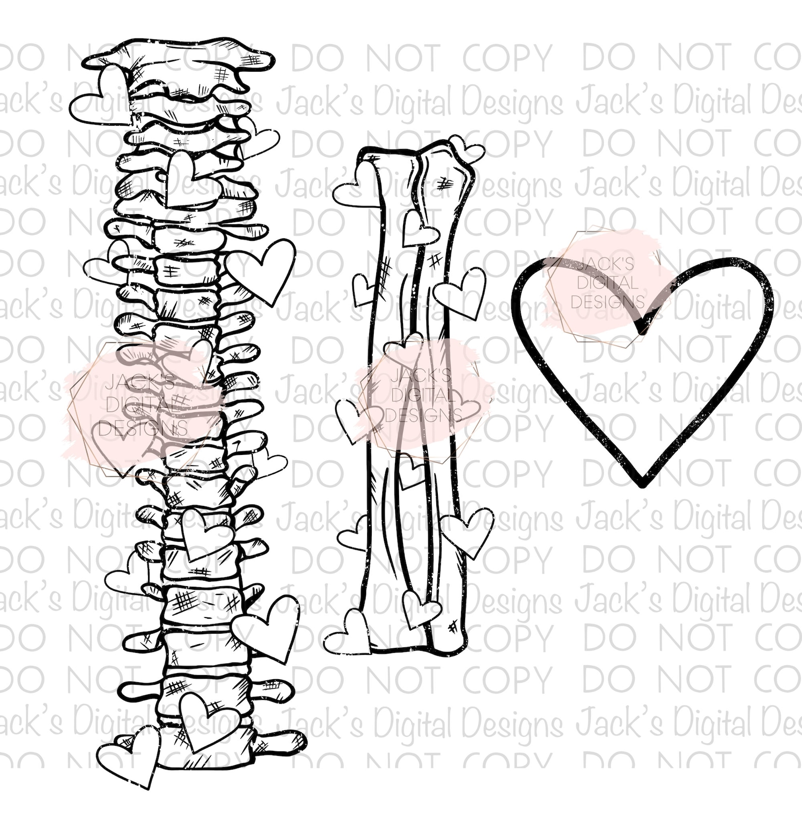 Heart Spine Png, Valentine Skeleton Png, Sleeve Png, Skeleton Design ...