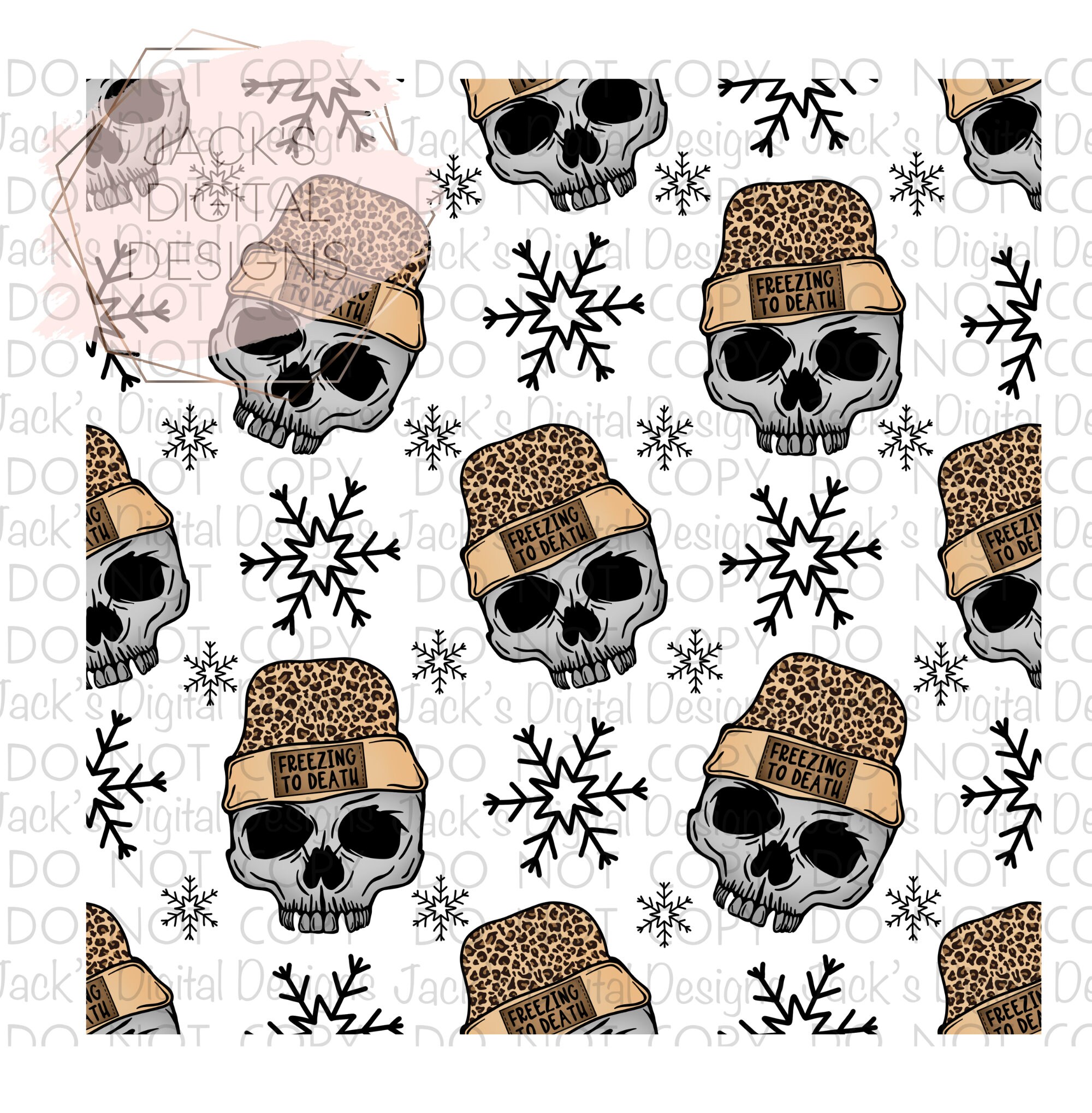 Freezing to Death Seamless Pattern, Leopard Skull Png, Christmas ...