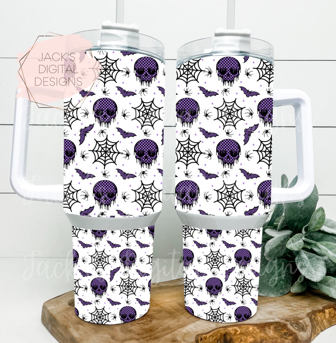 Checkered Bats and Skulls Png, 40 Ounce Tumbler Png, Halloween Cup ...
