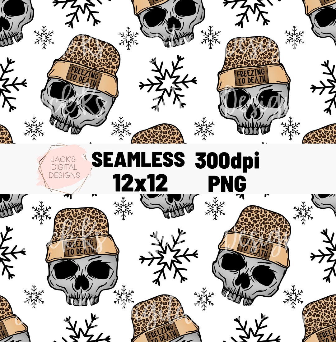 Freezing to Death Seamless Pattern, Leopard Skull Png, Christmas ...