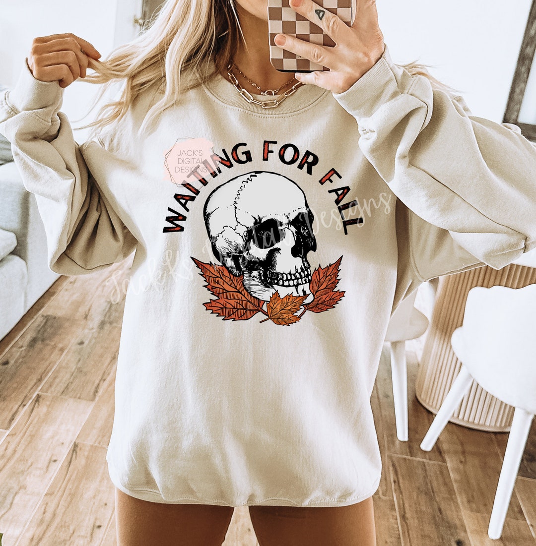 Waiting for Fall Png, Fall Skull Png, Spooky Season Png, Skeleton ...