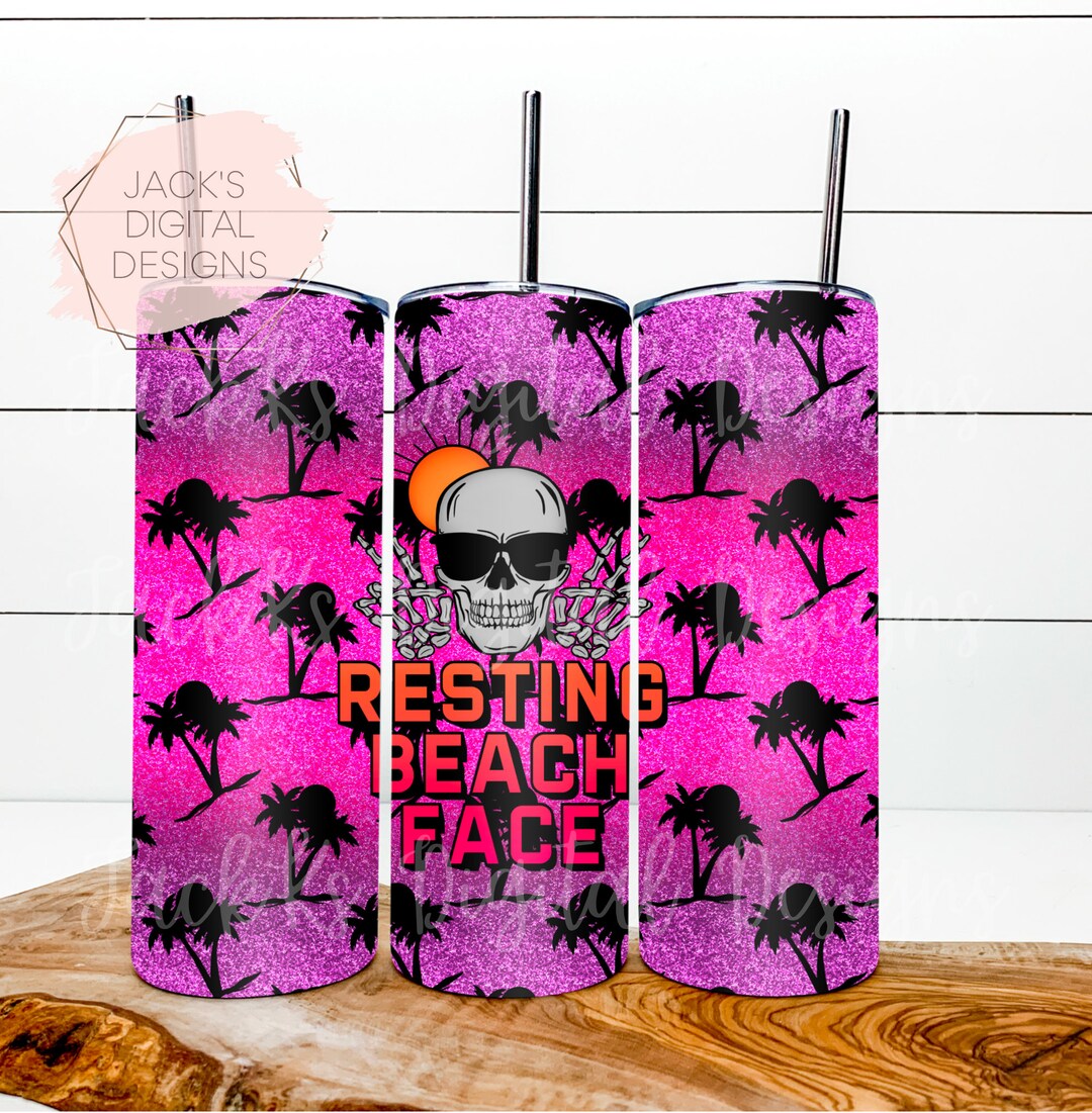 Resting Beach Face Tumbler Wrap, Glitter Tumbler Wrap Png, 20 Oz ...