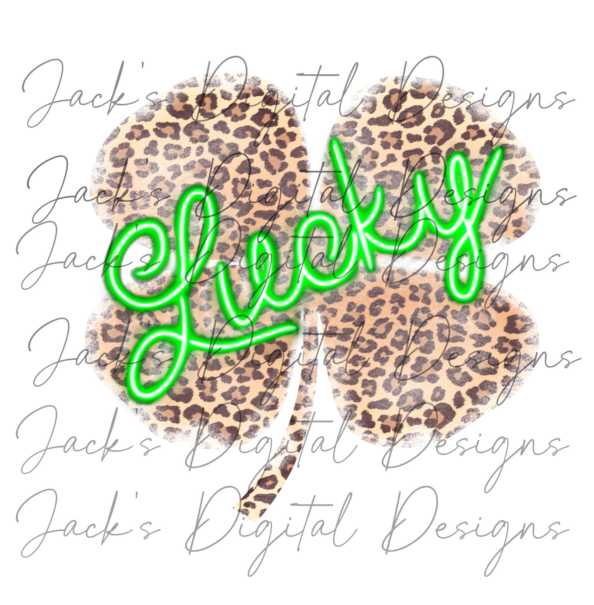 Lucky Leopard Png Feeling Lucky Png St. Patricks Day Neon - Etsy