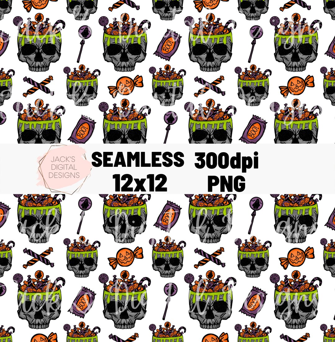 Sweet and Sinister Seamless Pattern, Spooky Season Repeating Pattern ...
