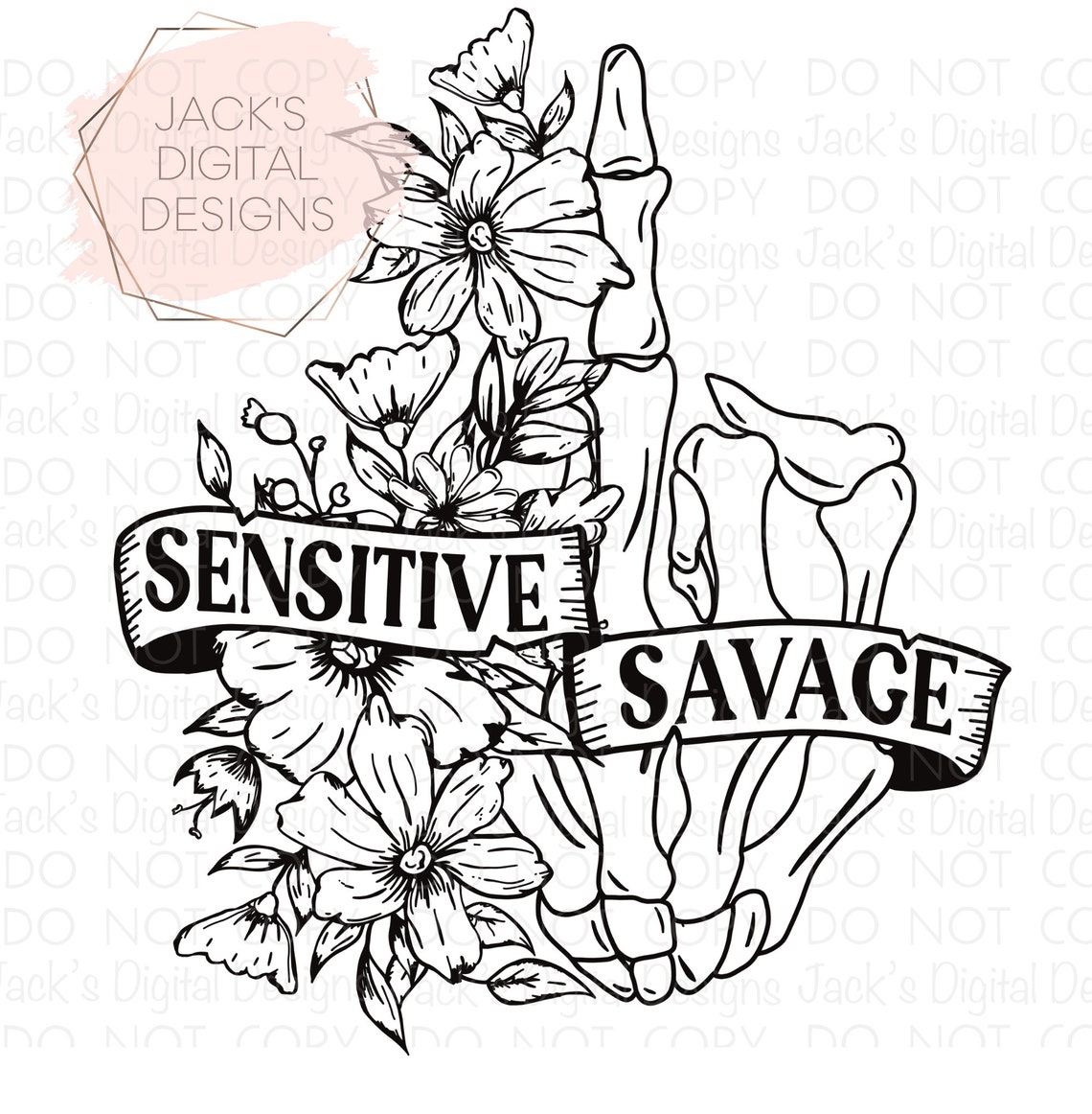 Sensitive Savage Png, Flower Skull Png, Motivational Png, Skeleton ...