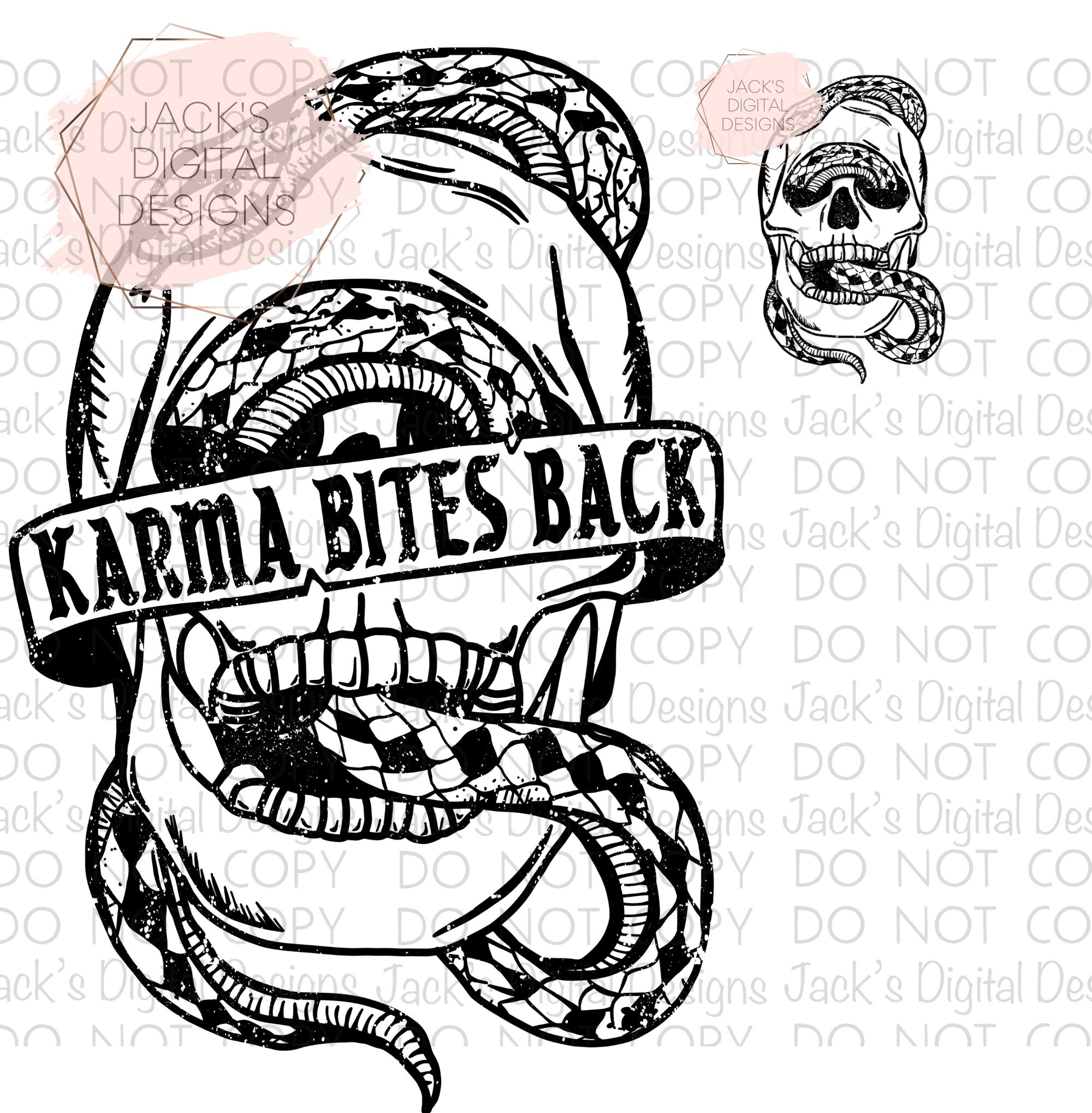 Karma Bites Back Png, Skull Snake Png, Savage Png, Motivational Png ...