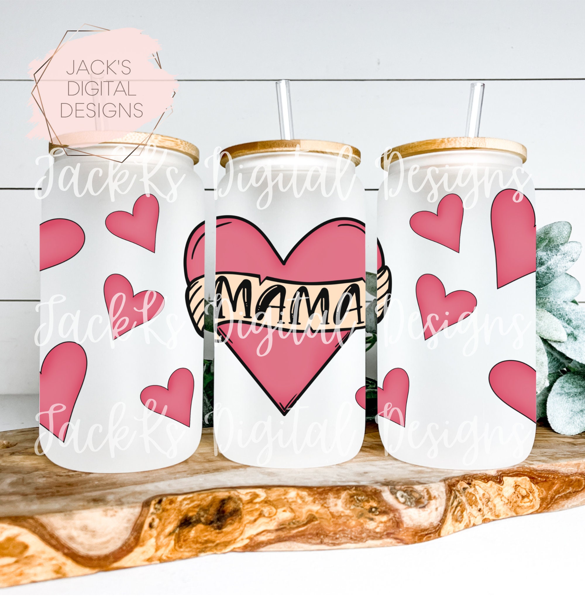 Mama Heart Png, 16 Oz Libby Glass Can Wrap, Valentines Day 16 Oz ...